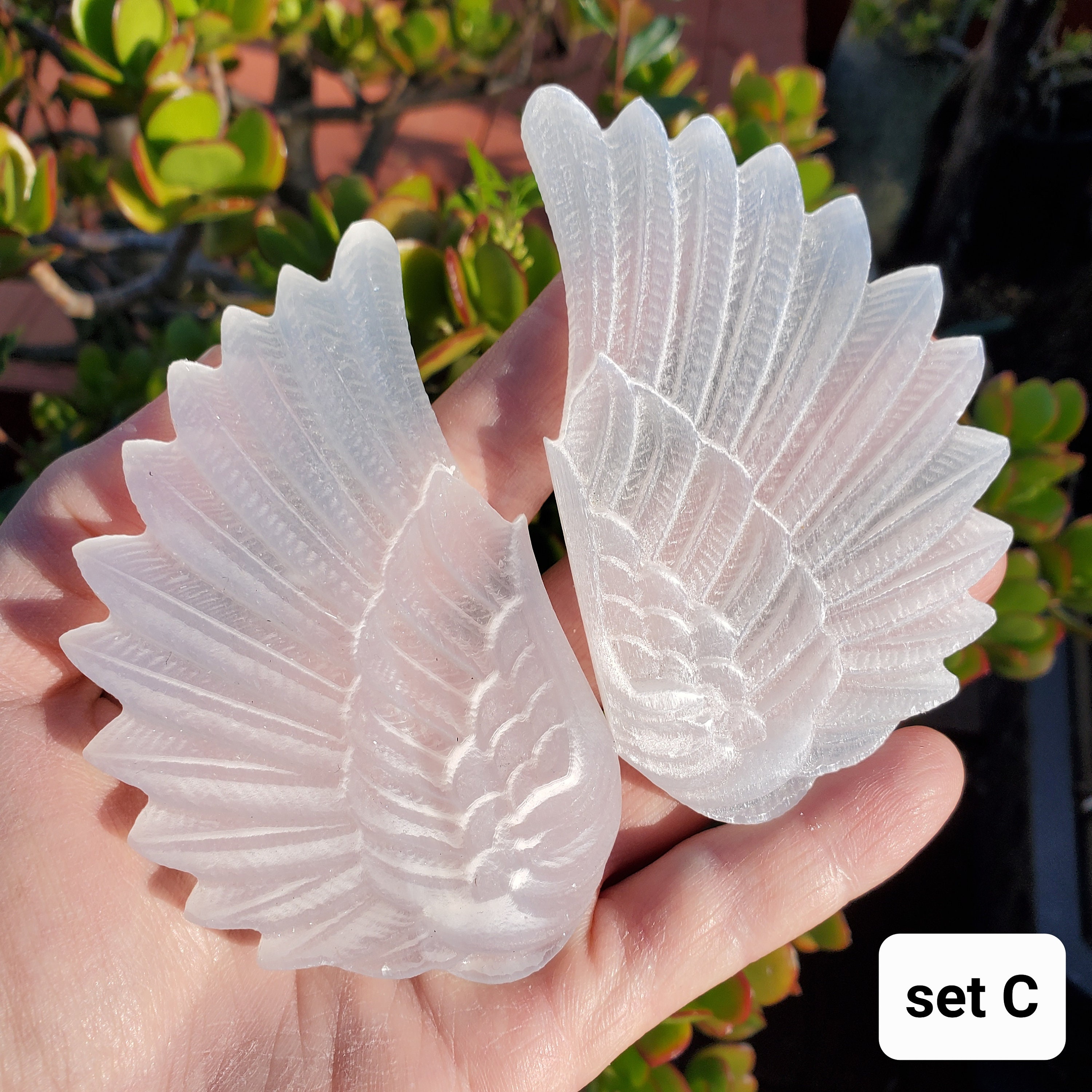Selenite Angel Wings on Stand Tranquility Blessings Love & - Etsy