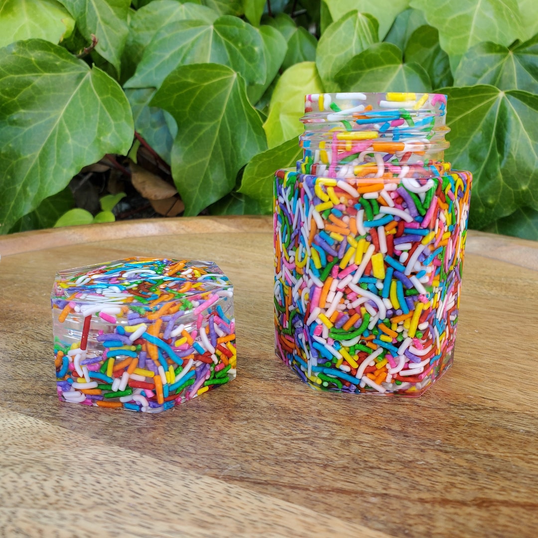 Sprinkles Jar With Lid | Handmade Resin Jar With Sprinkels and Glitter ...