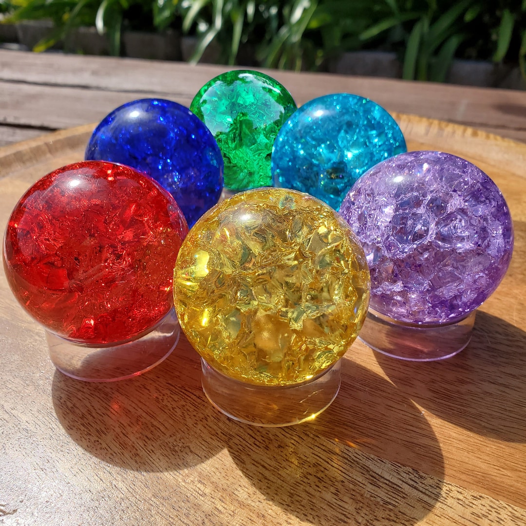 Colored Crackle Sphere - Beautiful Light Reflecting One of a Kind ...