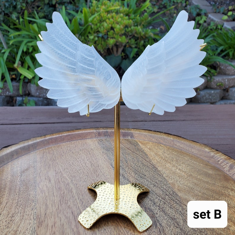 Selenite Angel Wings on Stand Tranquility Blessings Love & - Etsy
