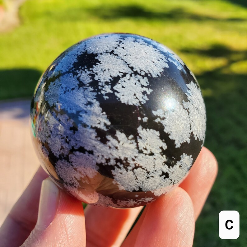 Snowflake Obsidian Sphere Balancing Purifying Grounding - Etsy