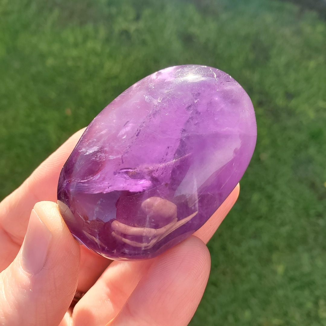 Amethyst Palm Stone - Calming, Energetic Protection, Positivity, Divine ...