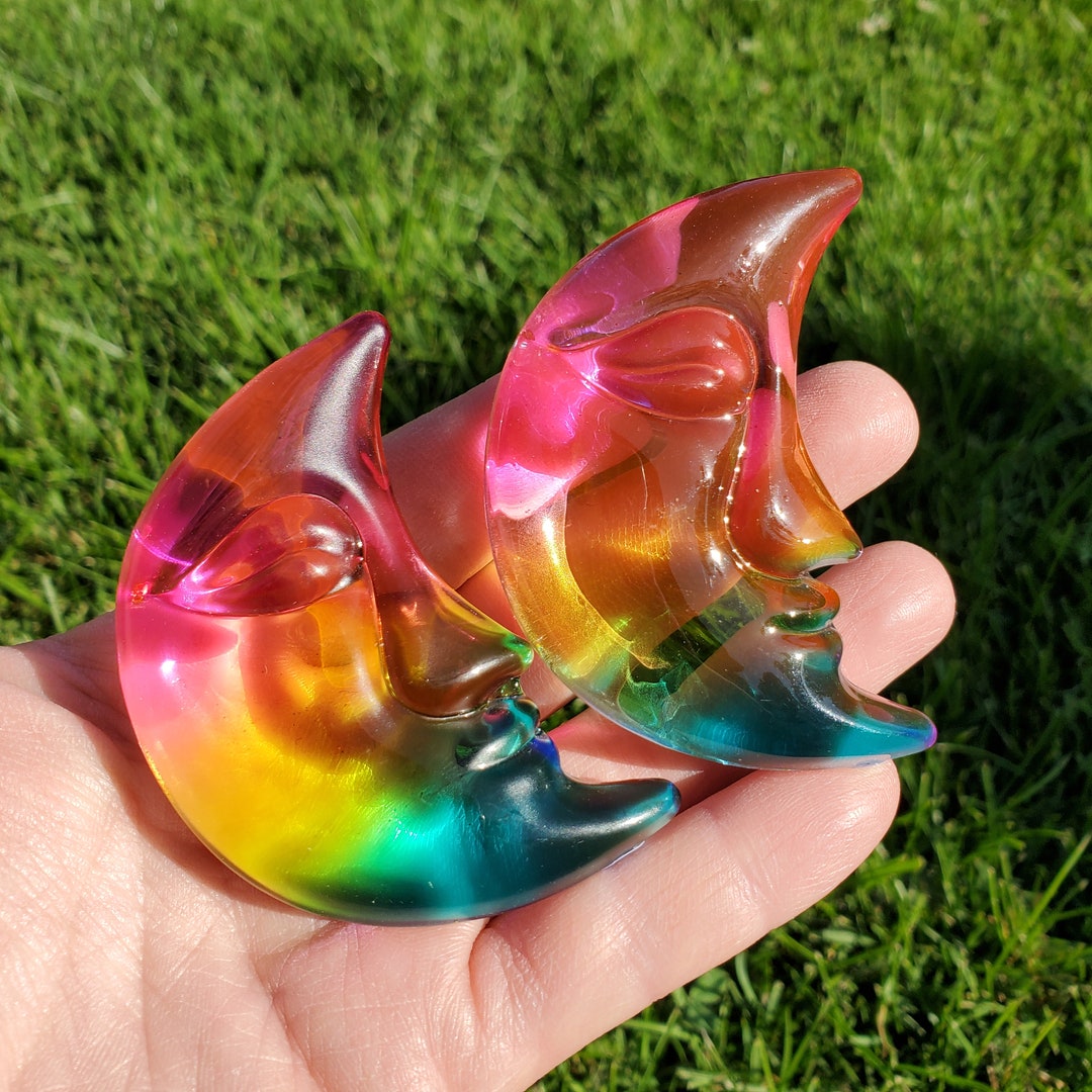 Aura Glass Moon Light Reflecting Crystal Moon Helps Release Anger and ...