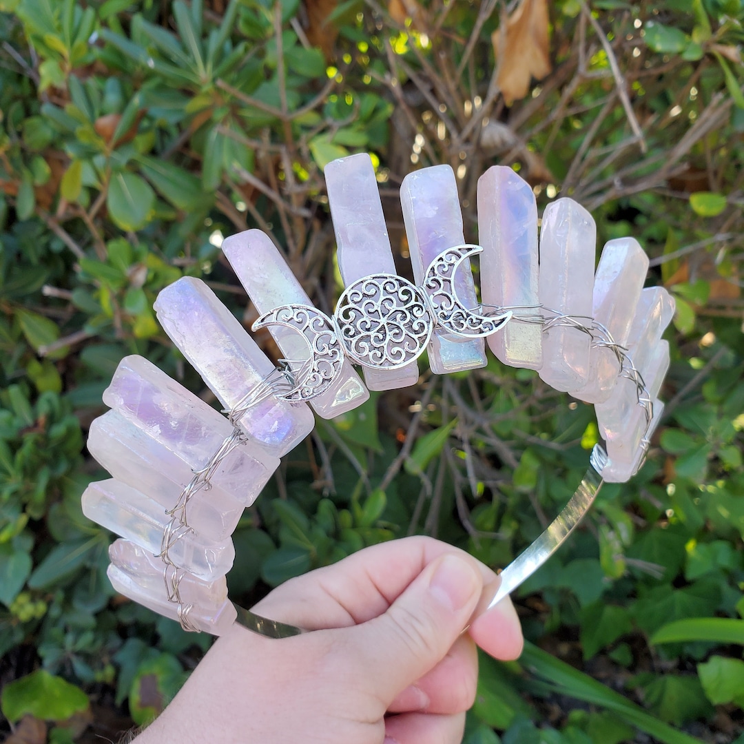 Aura Rose Quartz Crown - Unconditional Love, Compassion, Forgiveness - Pink Crystal Crown ...