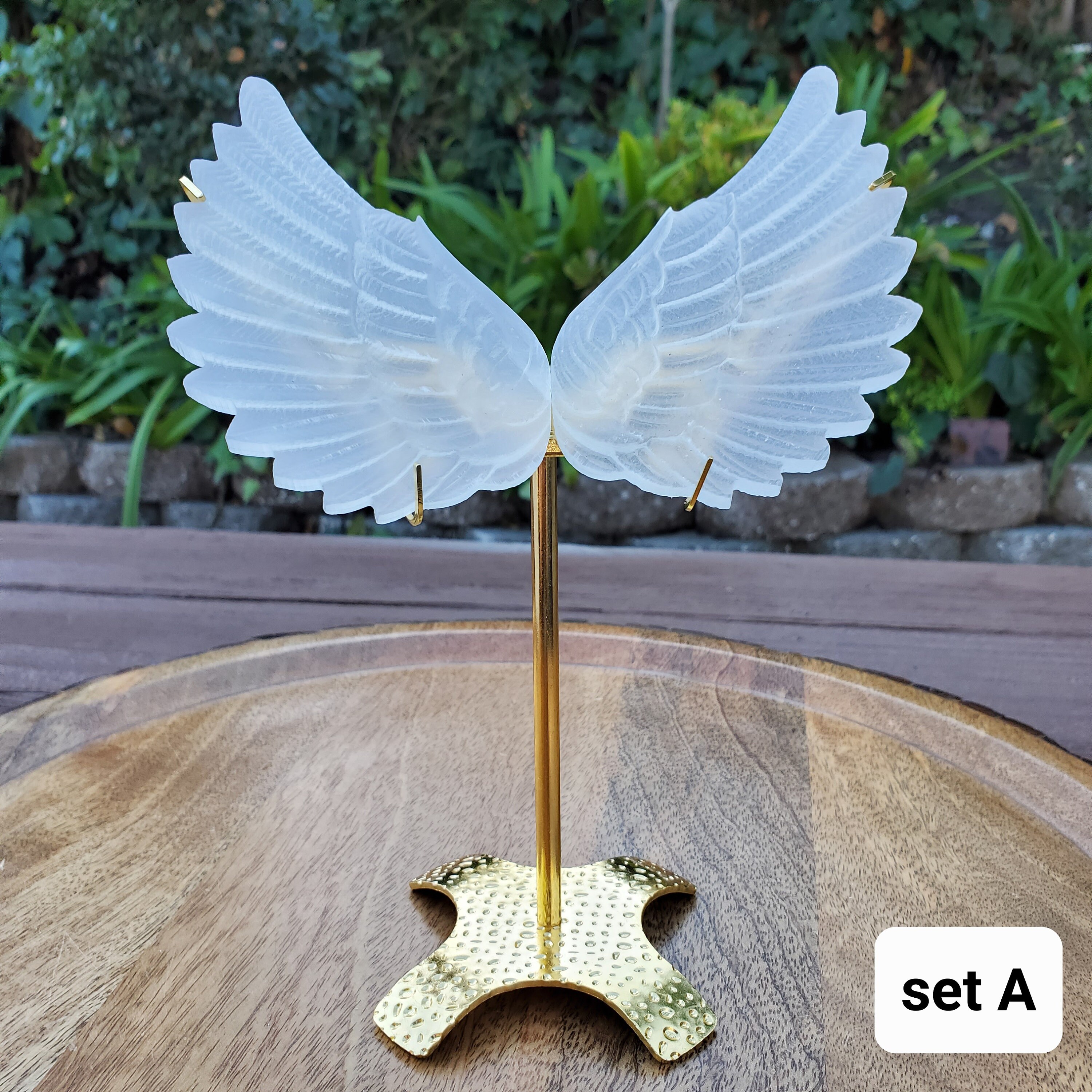 Selenite Angel Wings on Stand Tranquility Blessings Love & - Etsy