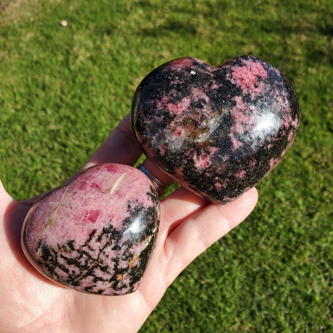 Big Rhodonite Puffy Heart - Self Love, Balance, Joy, Happiness - Pink ...