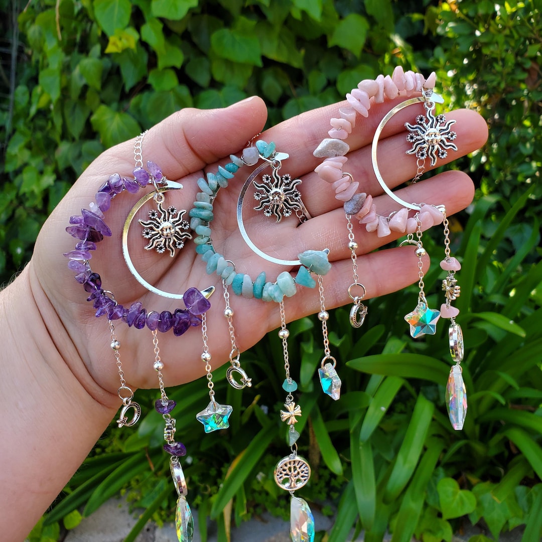 Crescent Moon Suncatcher - Cute Window Decor - Rainbow Light Catcher ...
