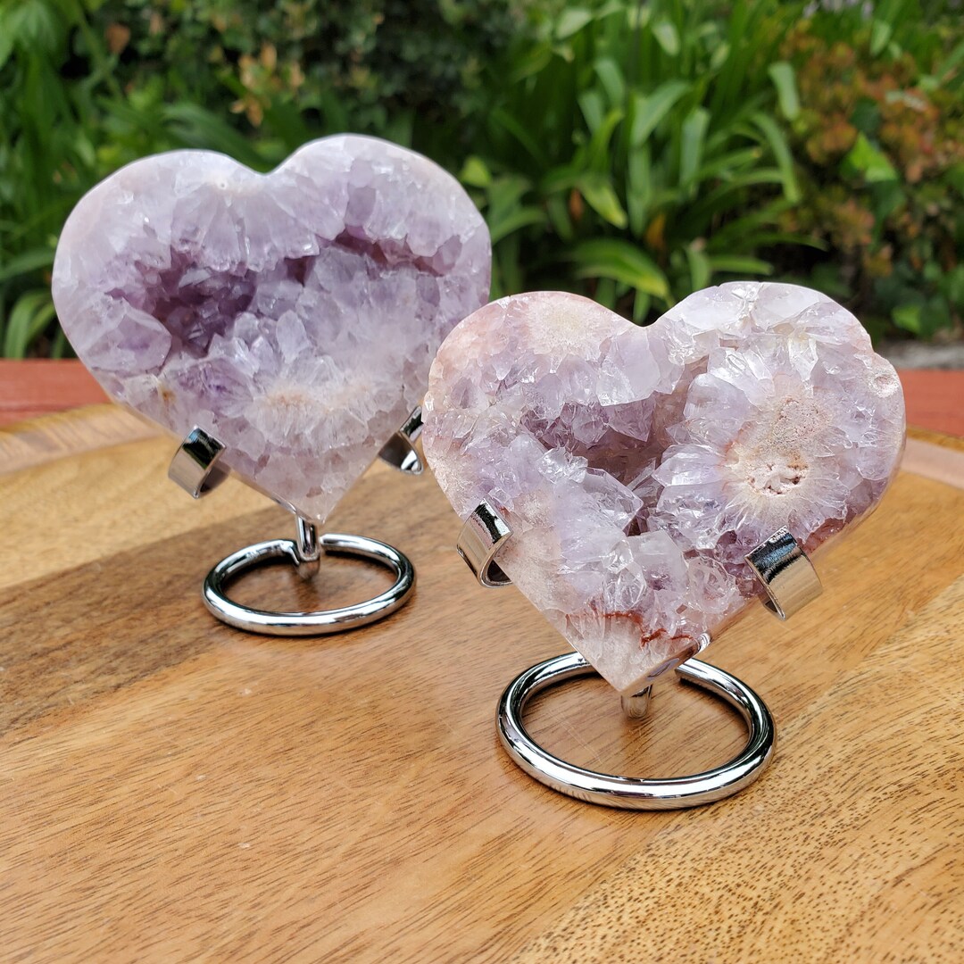 Pink Amethyst Flower Agate Heart Stand listing 1 of 2 Gentle ...