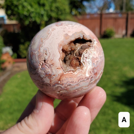 Pink Lace Agate Spheres Balance of the Physical Mental Emotional the Ultimate Energy Shield Pink Agate Crystal Ball Healing Gemstone Etsy