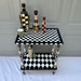 Whimsical Painted Table Black and White Checkerboard Design Harlequin ...