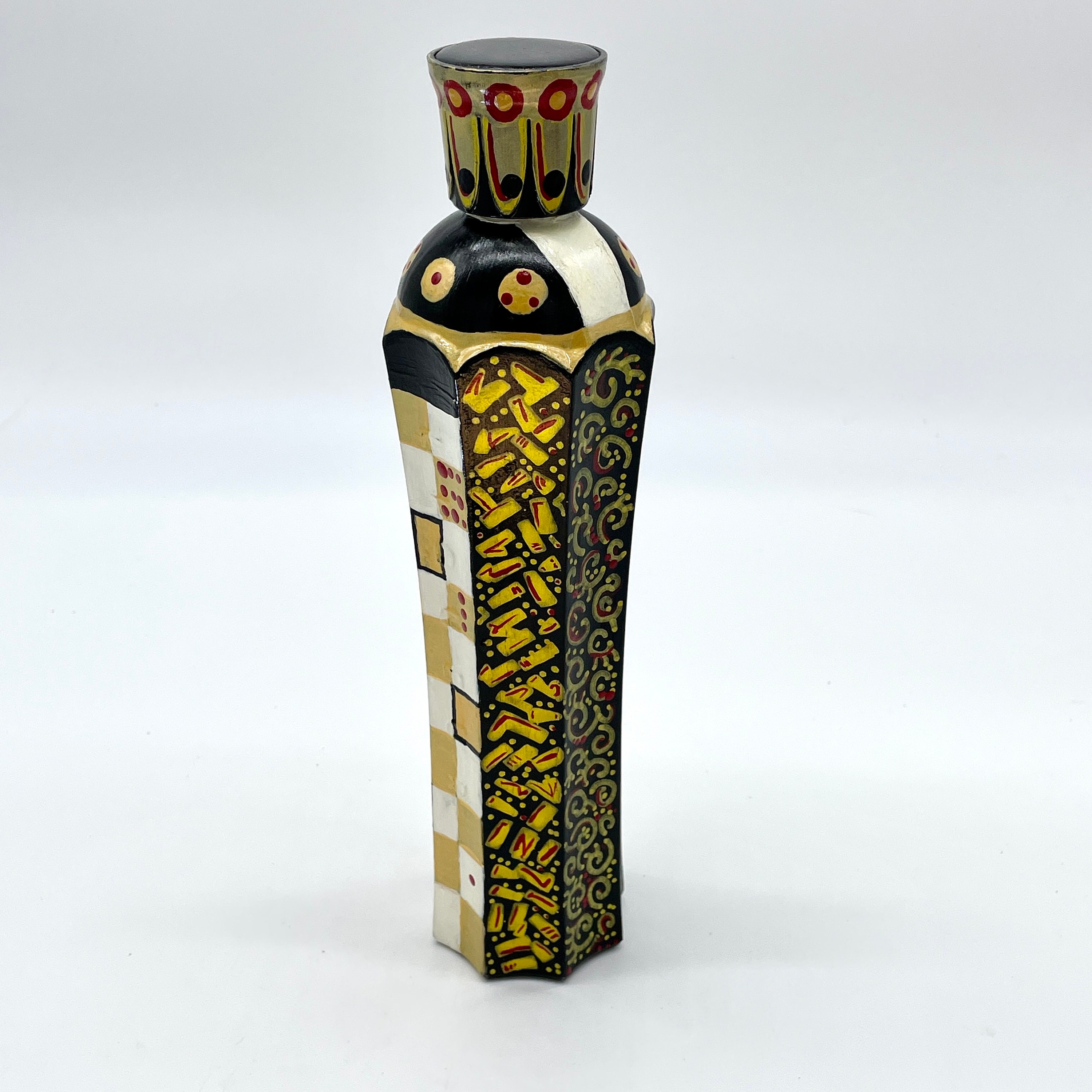 Black-and-white Whimsical Hand-painted Vase Checkerboard and Polka Dots ...