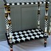 Whimsical Painted Table Black and White Checkerboard Design Harlequin ...