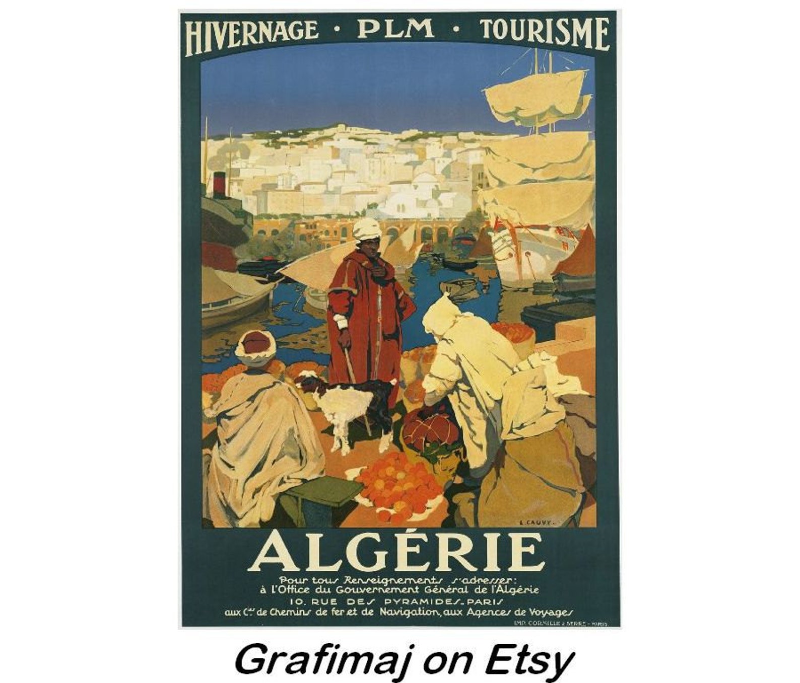 Instant Download - Vintage Travel Poster - Algeria - Algerie, Port ...