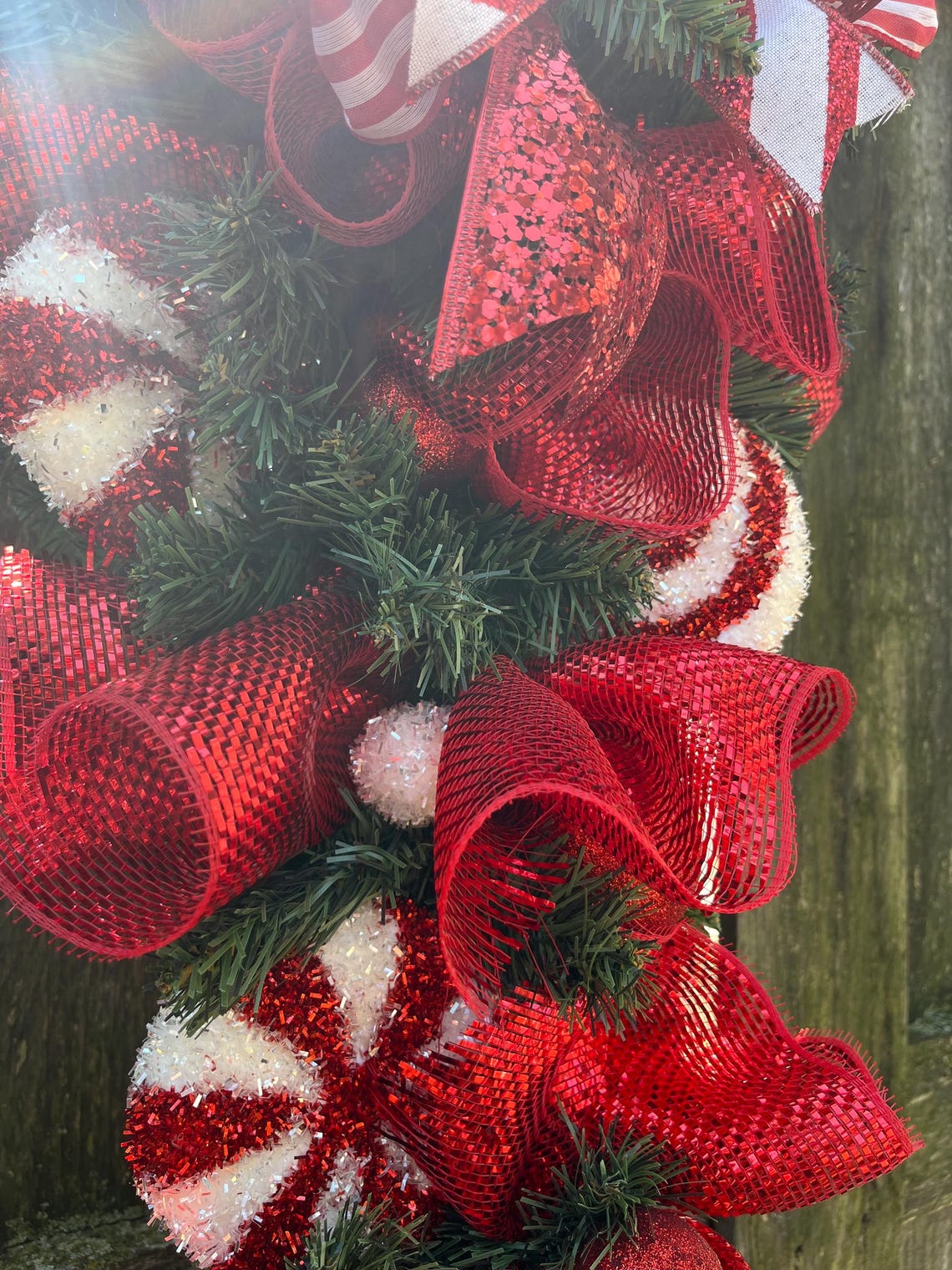 Peppermint Door Swag, Christmas Door Swag, Christmas Decor for Front ...