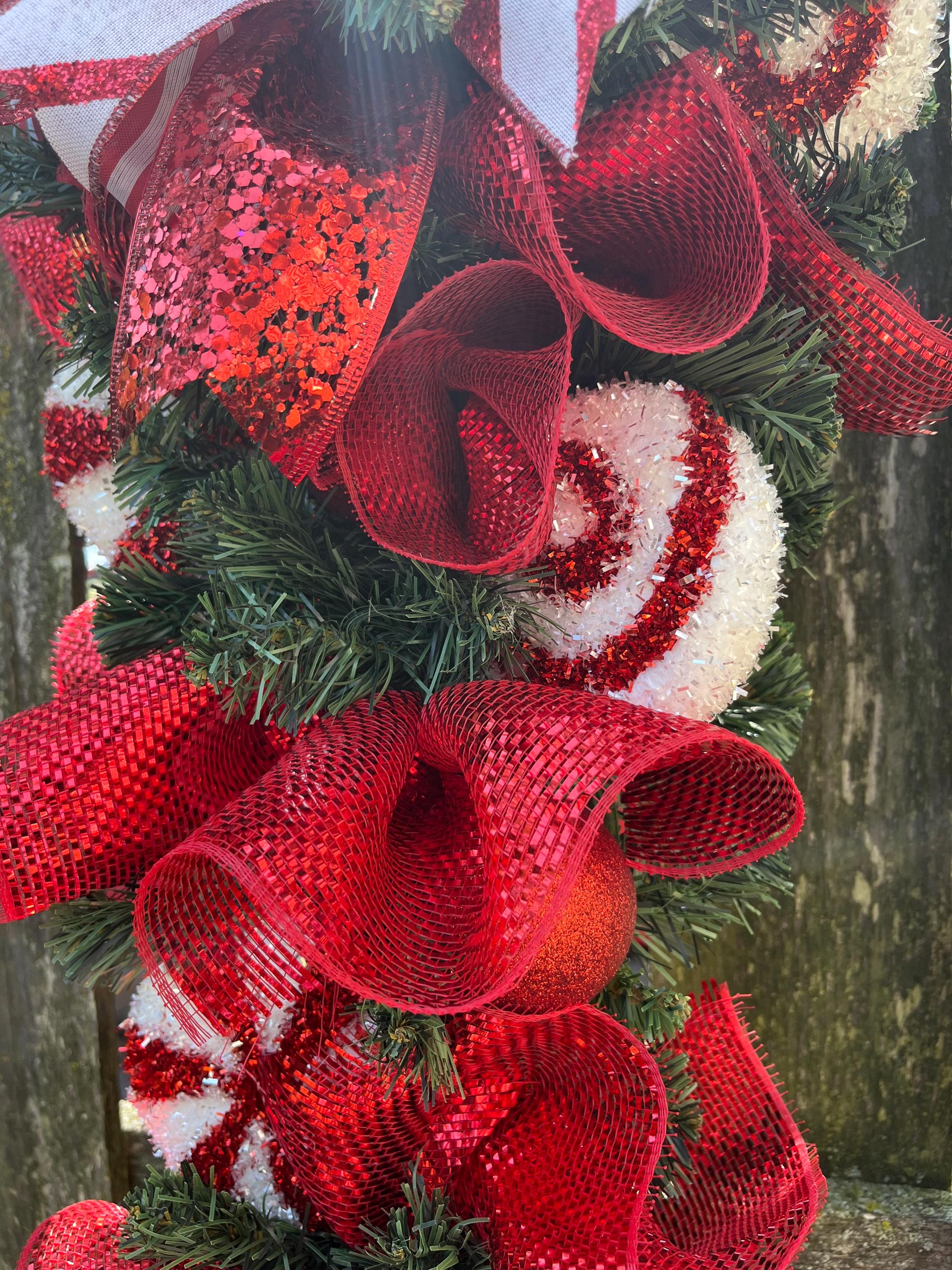 Peppermint Door Swag, Christmas Door Swag, Christmas Decor for Front ...