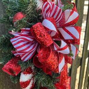 Peppermint Door Swag, Christmas Door Swag, Christmas Decor for Front ...