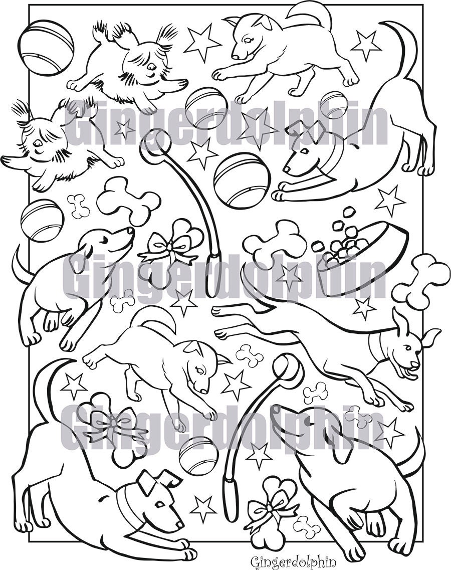 Dog Doodle Colouring Page - Etsy