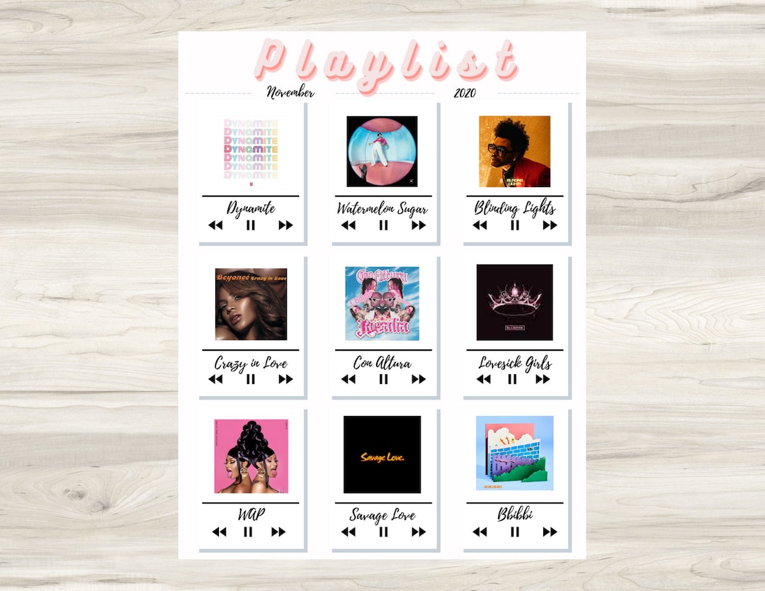 Music Tracker Playlist Spread Minimal Bullet Journal Spread Music BUJO ...