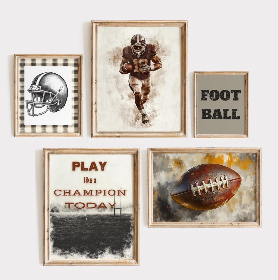 Football Art Prints Set - Digital Download, Gallery Wall Classic ...