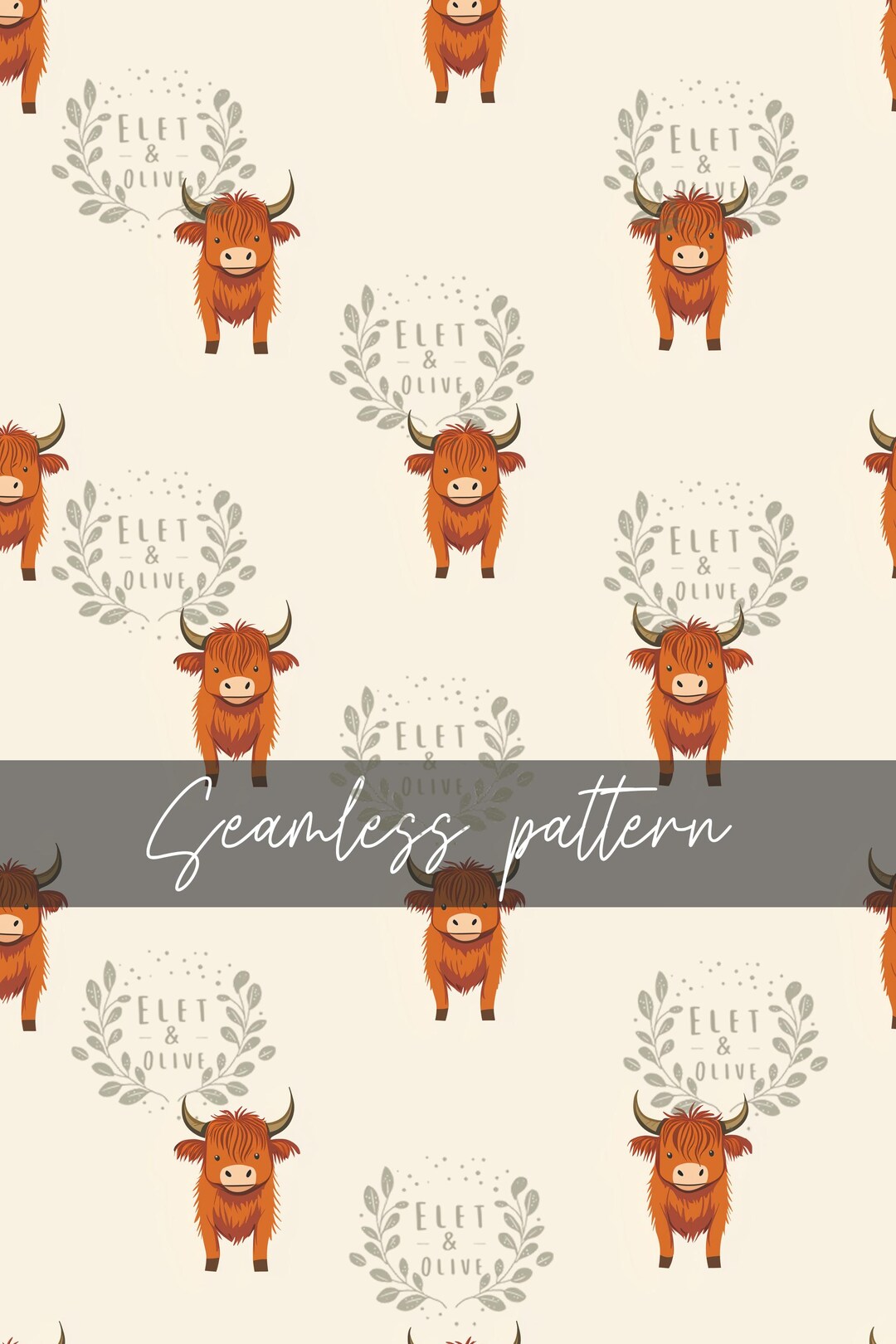 Highland Cow Seamless Pattern, Western Seamless File, DIGITAL DOWNLOAD ...