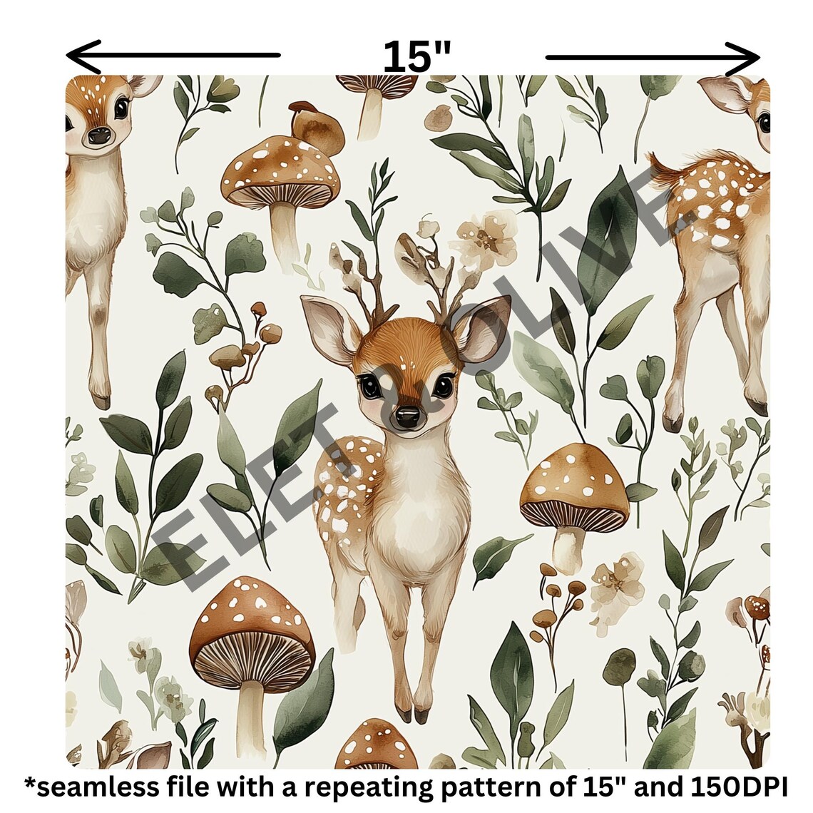 Deer Woodland Seamless Pattern – Rustic Forest Animal Digital Paper ...