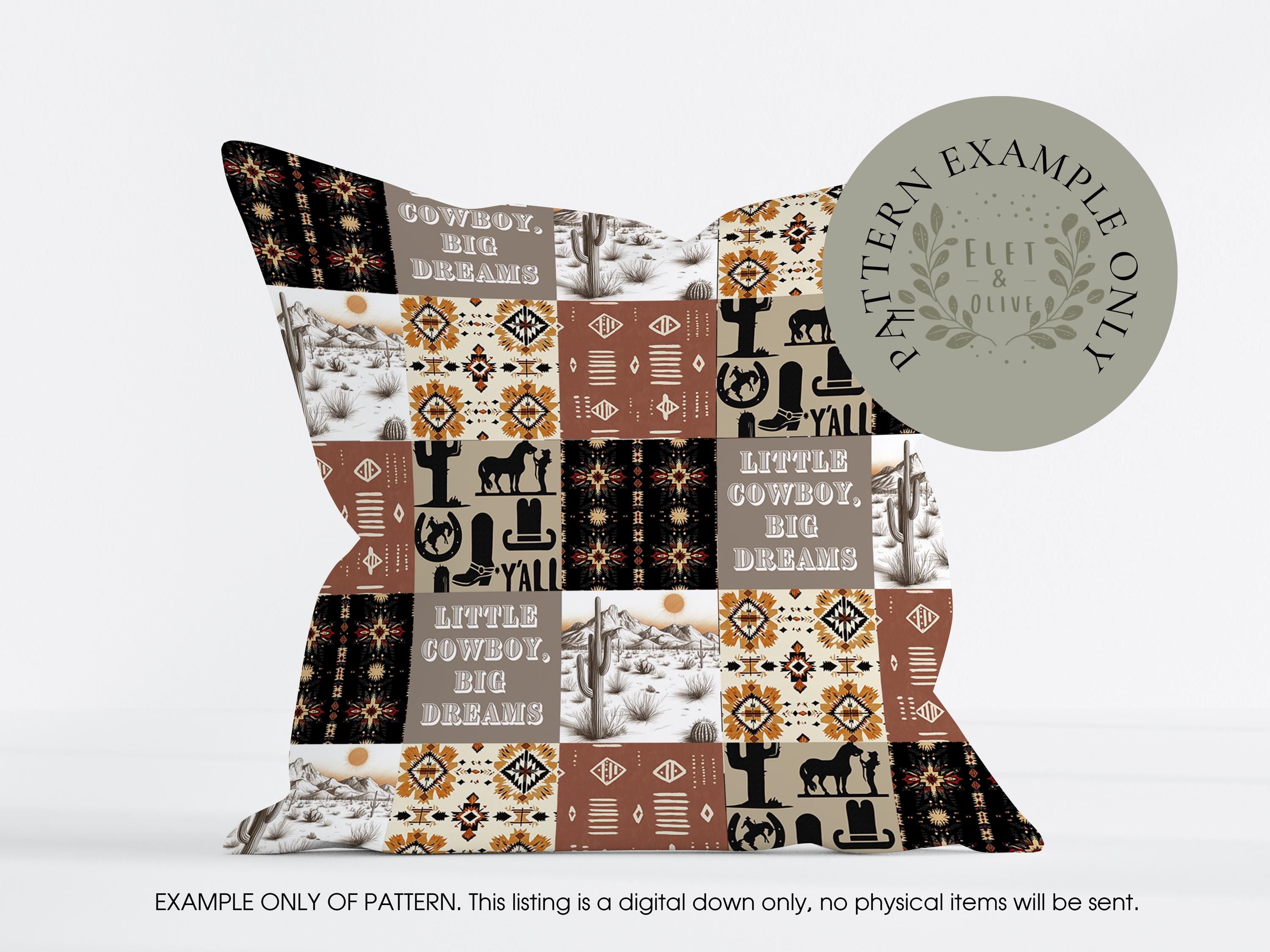 Cowboy Patchwork Seamless Pattern, DIGITAL DOWNLOAD, Western Seamless ...