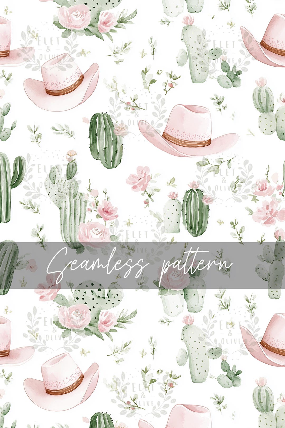 Western Seamless File Pattern, DIGITAL DOWNLOAD, Cowgirl Hats and ...