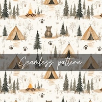 Kids Camping. DIGITAL File, Repeat Pattern. - Etsy Canada