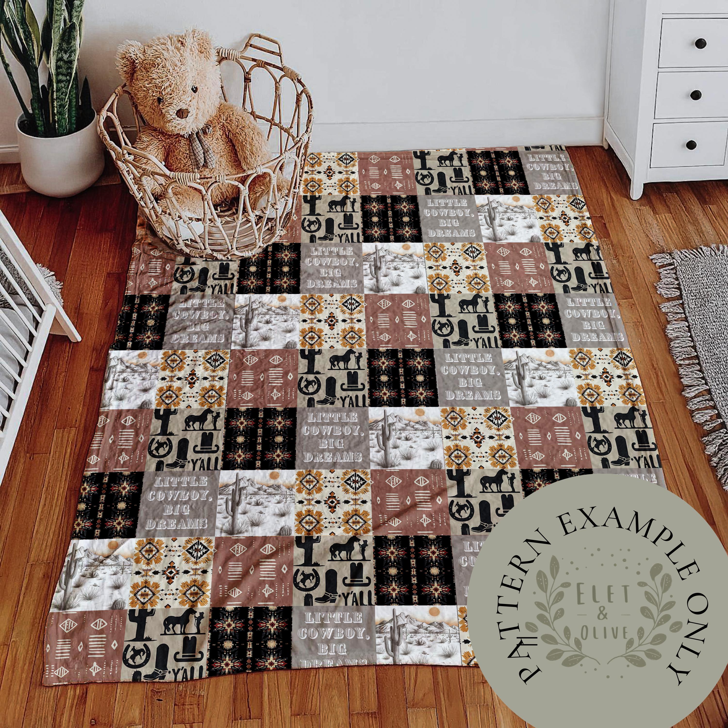 Cowboy Patchwork Seamless Pattern, DIGITAL DOWNLOAD, Western Seamless ...