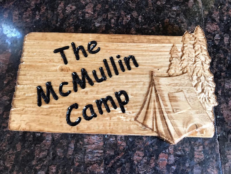 Custom Carved Wood Camping Sign - Etsy