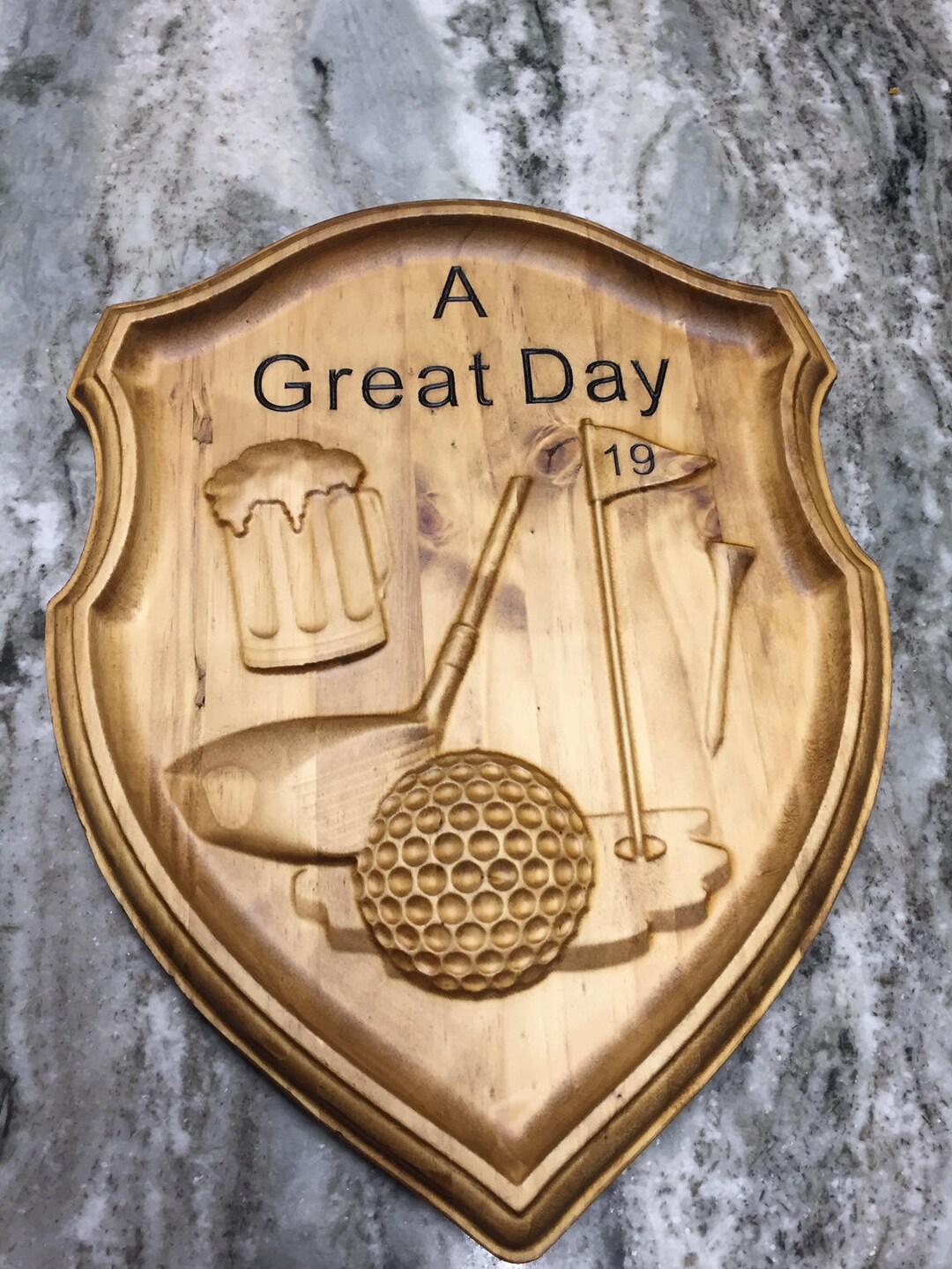 Carved Wood Golfer's Plaque - Etsy