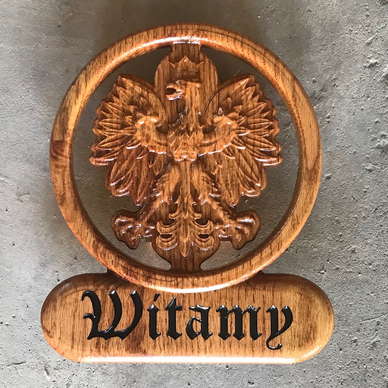 Carved Polish Eagle With Decorative Border and Name Plaque - Etsy