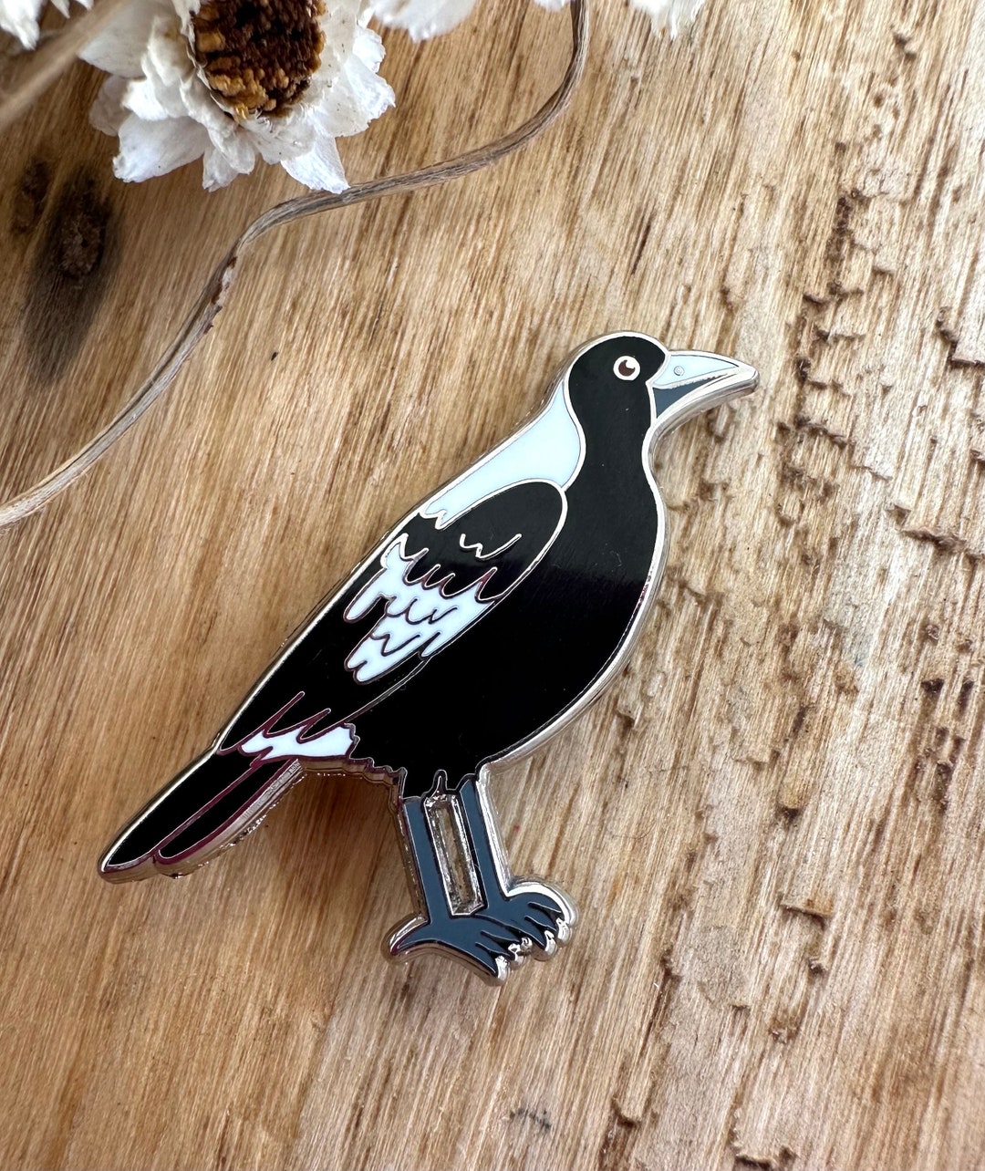 Australian Magpie, Enamel Pin, Bird Pin, Bird Art, Magpie Brooch, Gift ...