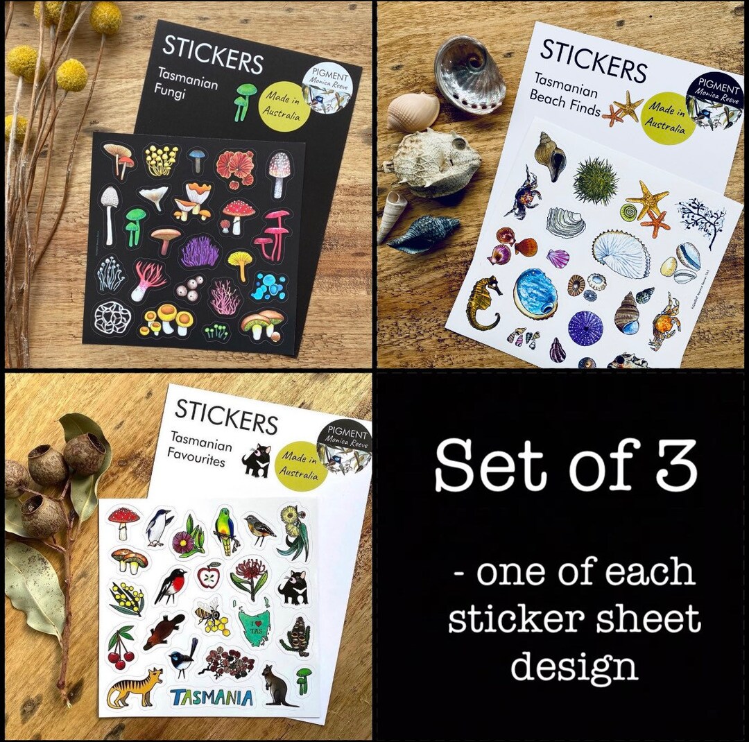 Sticker Set, Tasmanian Stickers, Craft Supplies, Scrapbooking, Cute ...