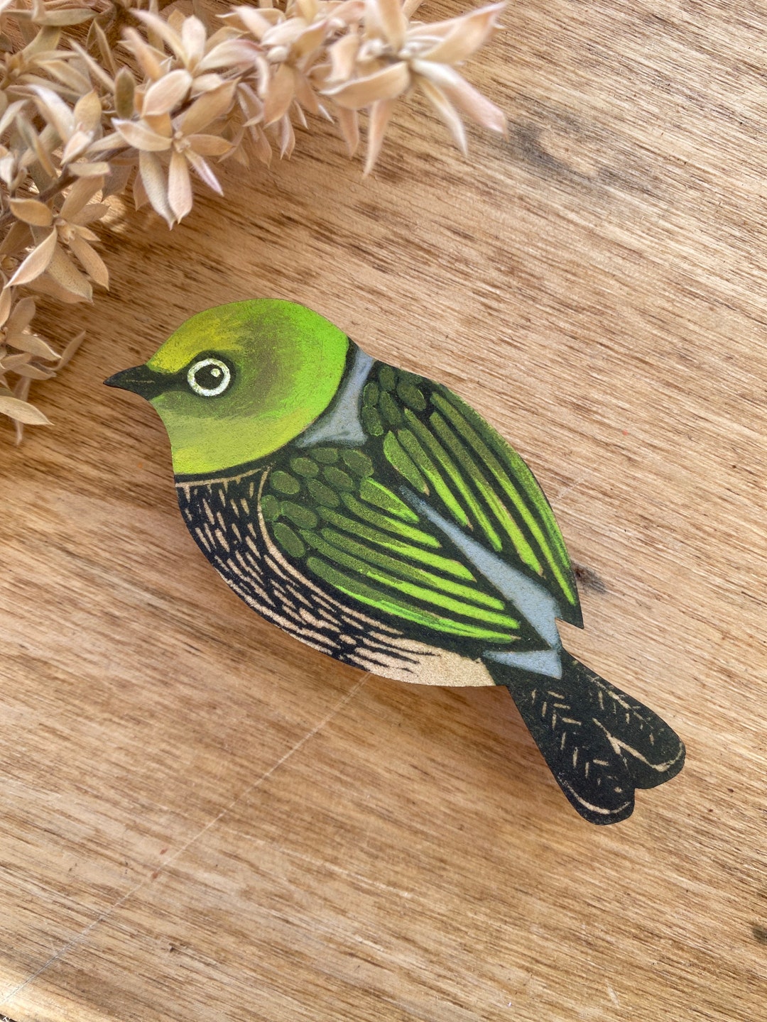Silvereye, Bird Brooch, Pigment Pin, Australia, Handmade in Tasmania ...