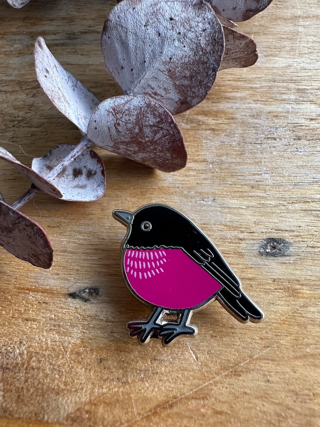 Pink Robin, Bird Pin, Tasmanian Birds, Pin Collector, Little Bird, Gift ...