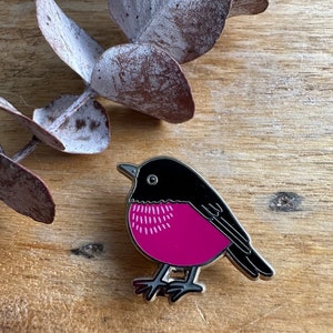 Pink Robin, Bird Pin, Tasmanian Birds, Pin Collector, Little Bird, Gift ...