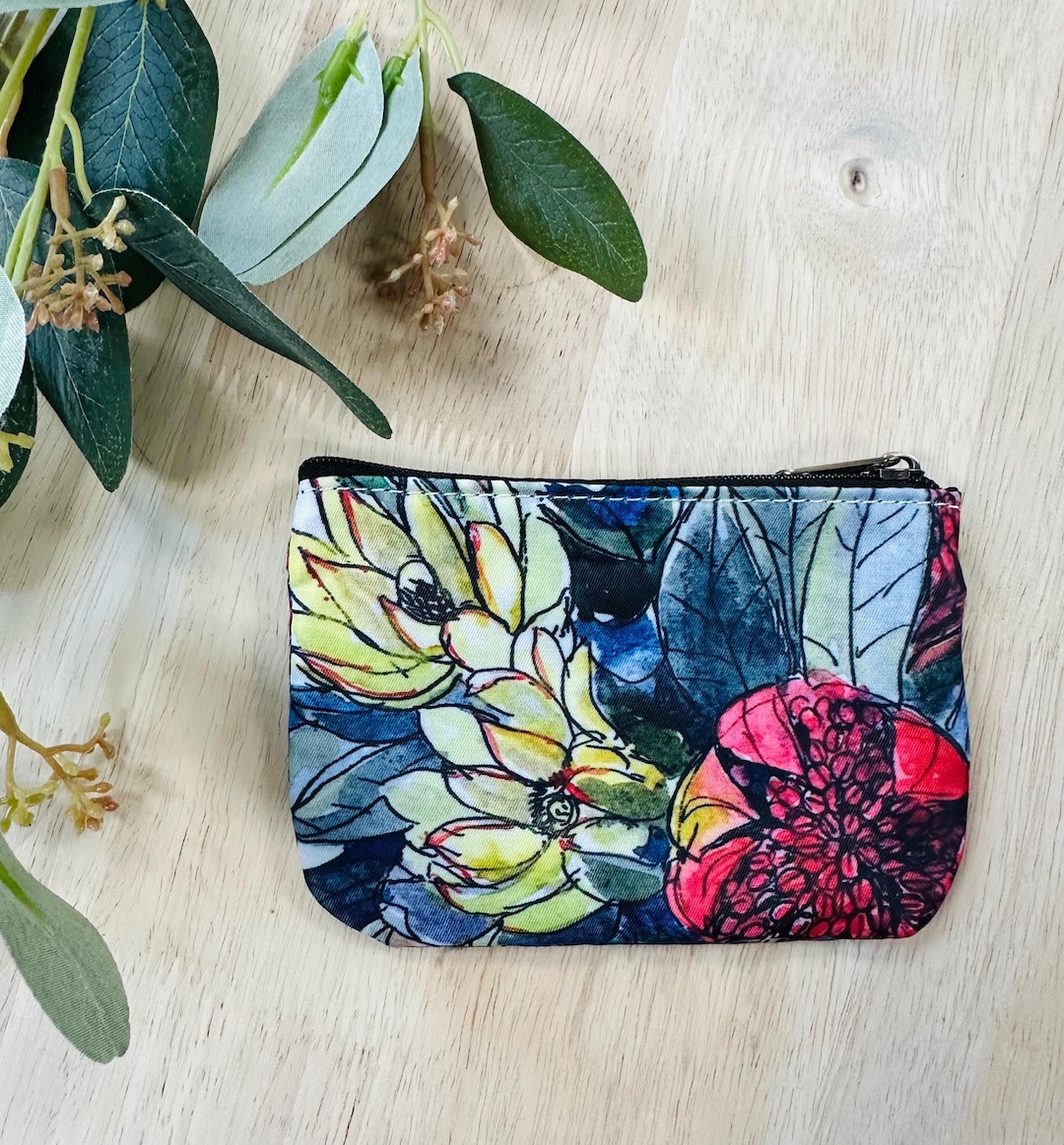 LARGE Coin Purse, Proteas, Flowers, Botanical Art, Art Purse, Tasmania ...