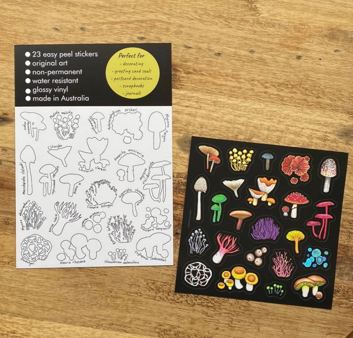 Fungi Stickers, Toadstools, Nature Lover, Stationary, Scrapbook ...