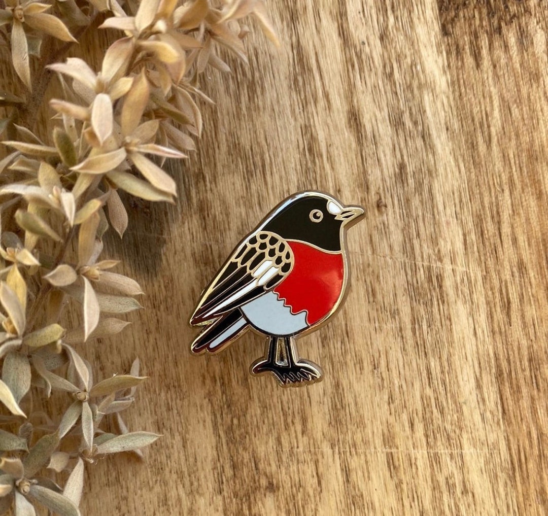 Scarlet Robin, Robin Red Breast, Bird Pin, Enamel Pin, Bird Brooch ...