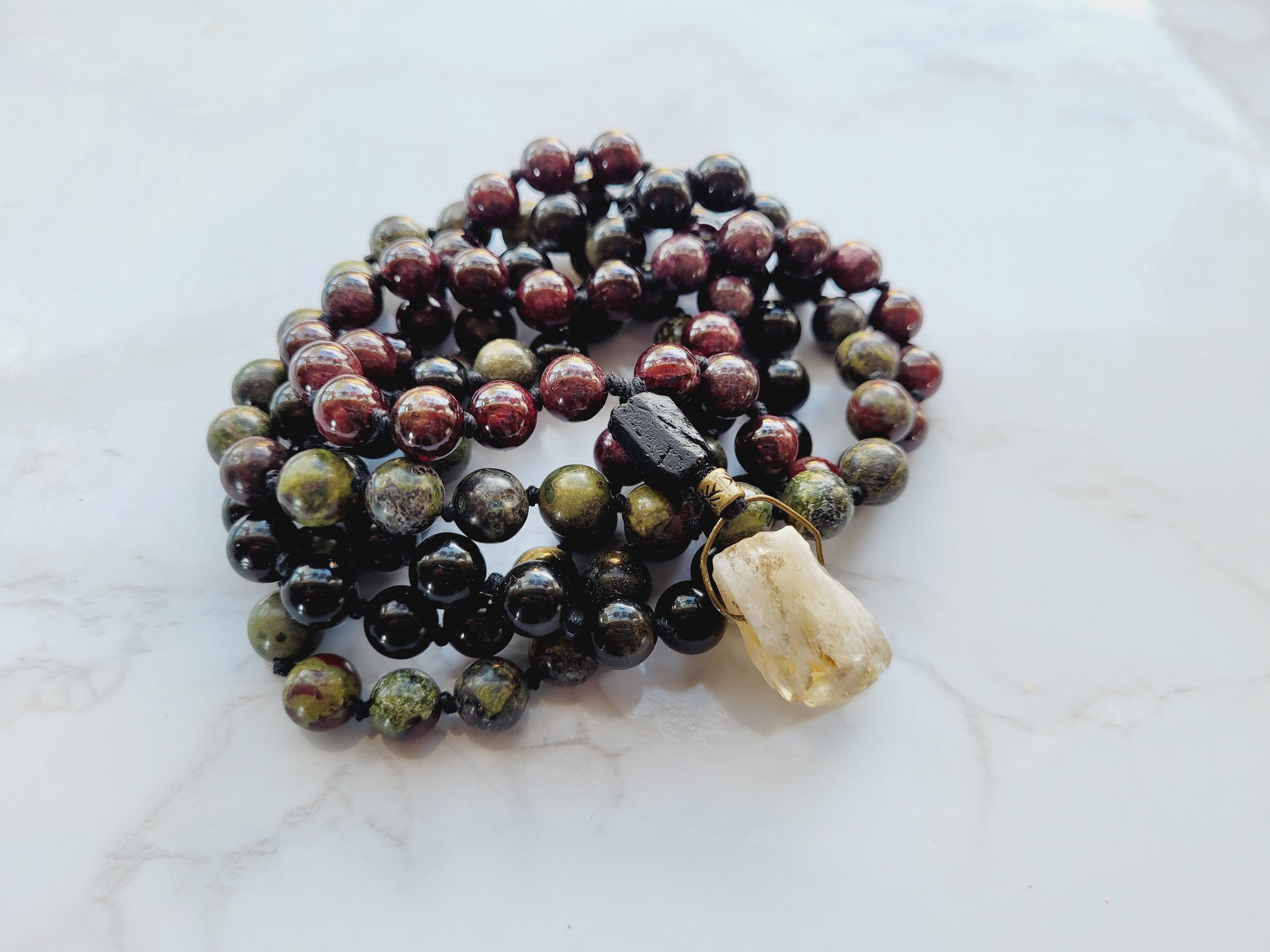 Envision & Manifest Mala, Citrine Mala, Bloodstone Mala, Gold Obsidian ...