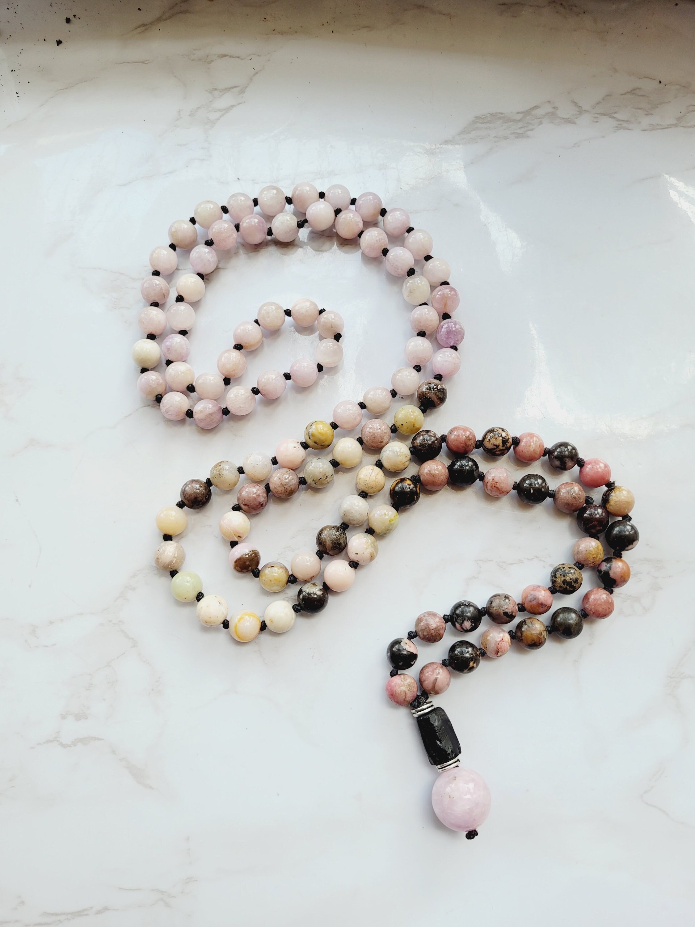 Love Yourself Mala Pink Opal Mala Kunzite Mala Rhodonite - Etsy
