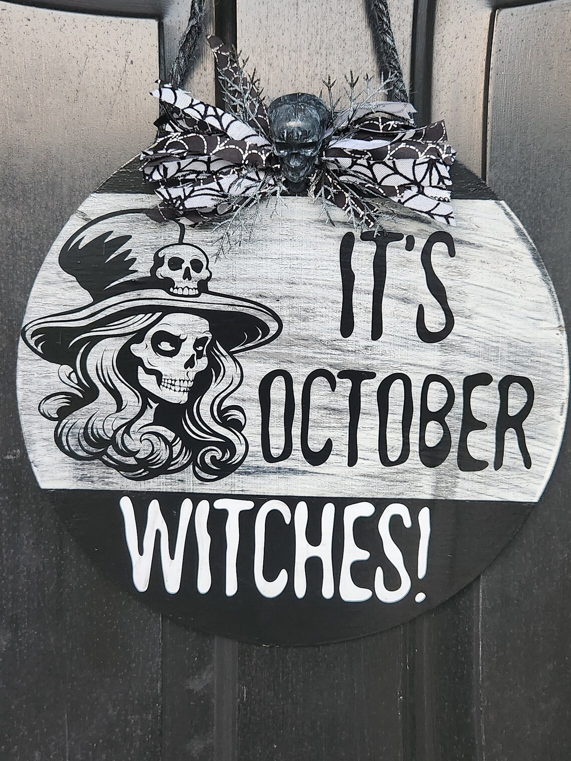 Front Door Sign, Halloween, Home Decor., Wreath, It's October Witches ...