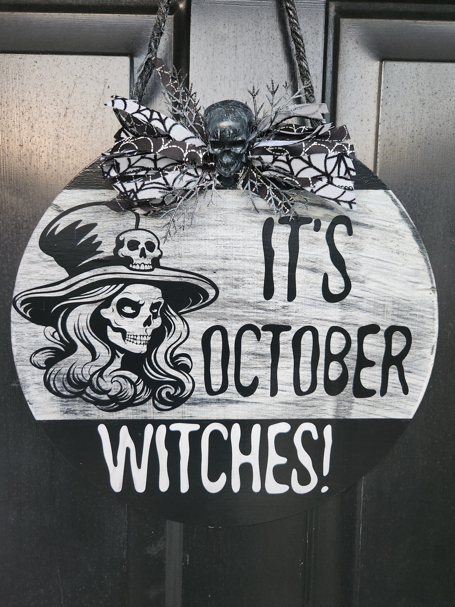 Front Door Sign, Halloween, Home Decor., Wreath, It's October Witches ...