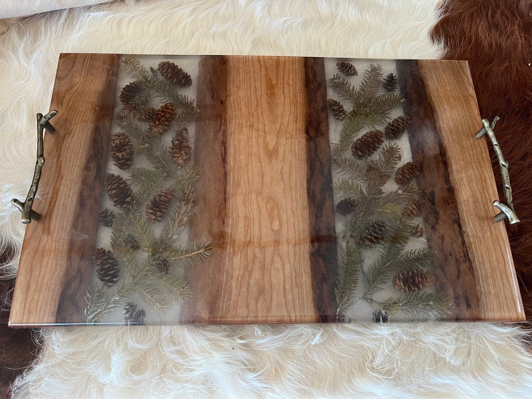 Charcuterie Board Pine Cone Trees Live Edge Epoxy - Etsy