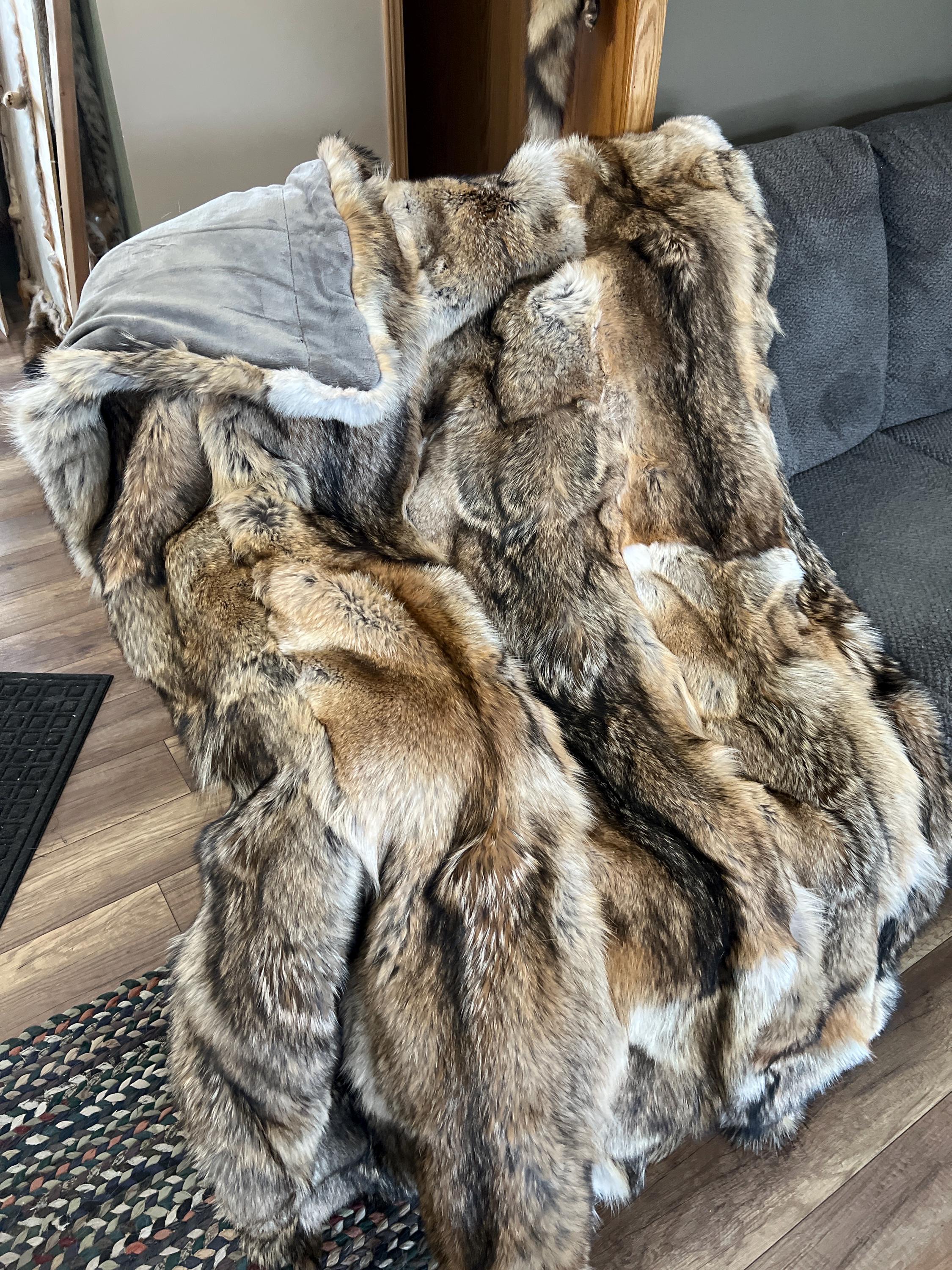 Real Coyote Fur Throw Blanket - Etsy