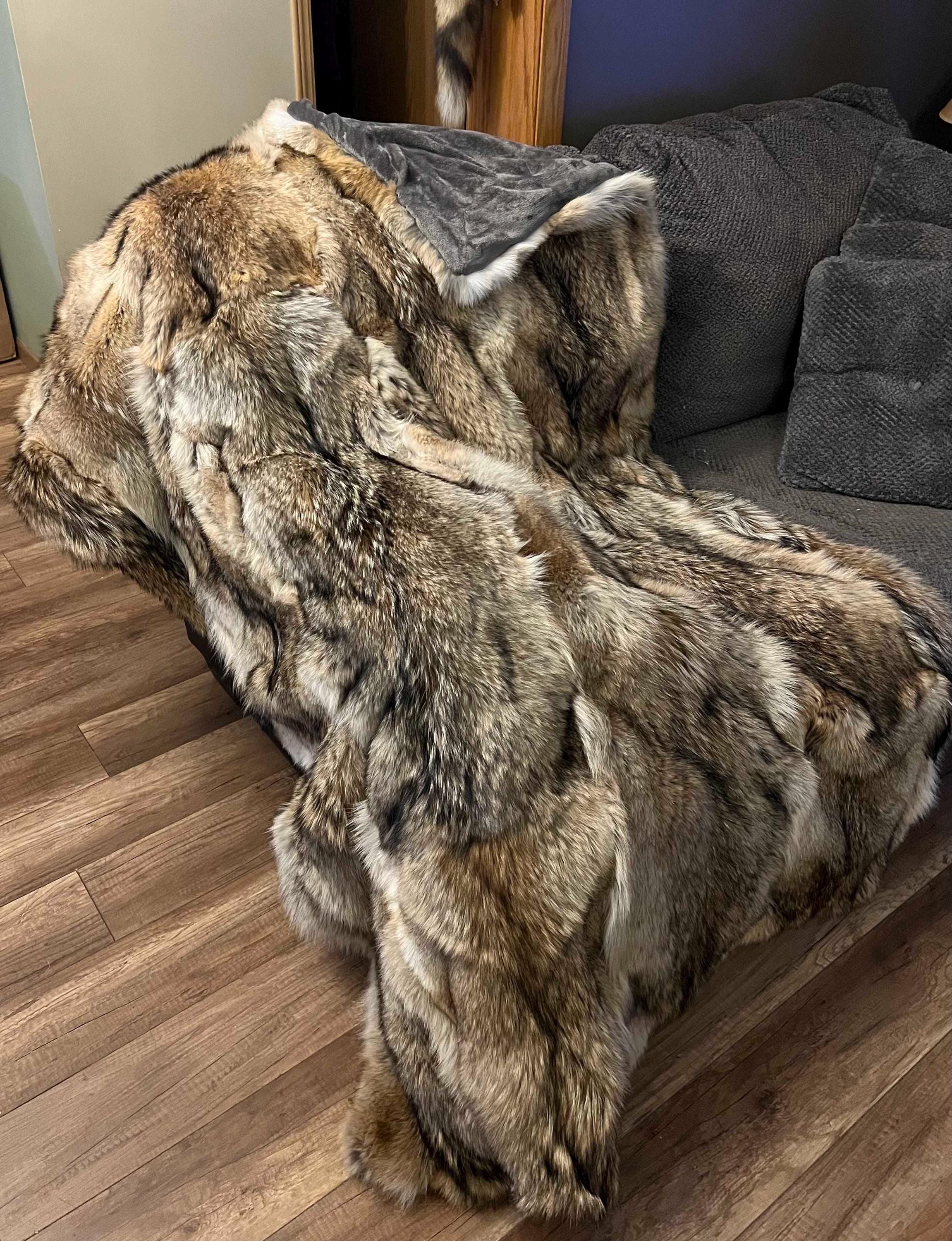 Real Coyote Fur Throw Blanket - Etsy