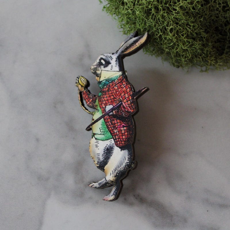 White Rabbit Brooch - Etsy