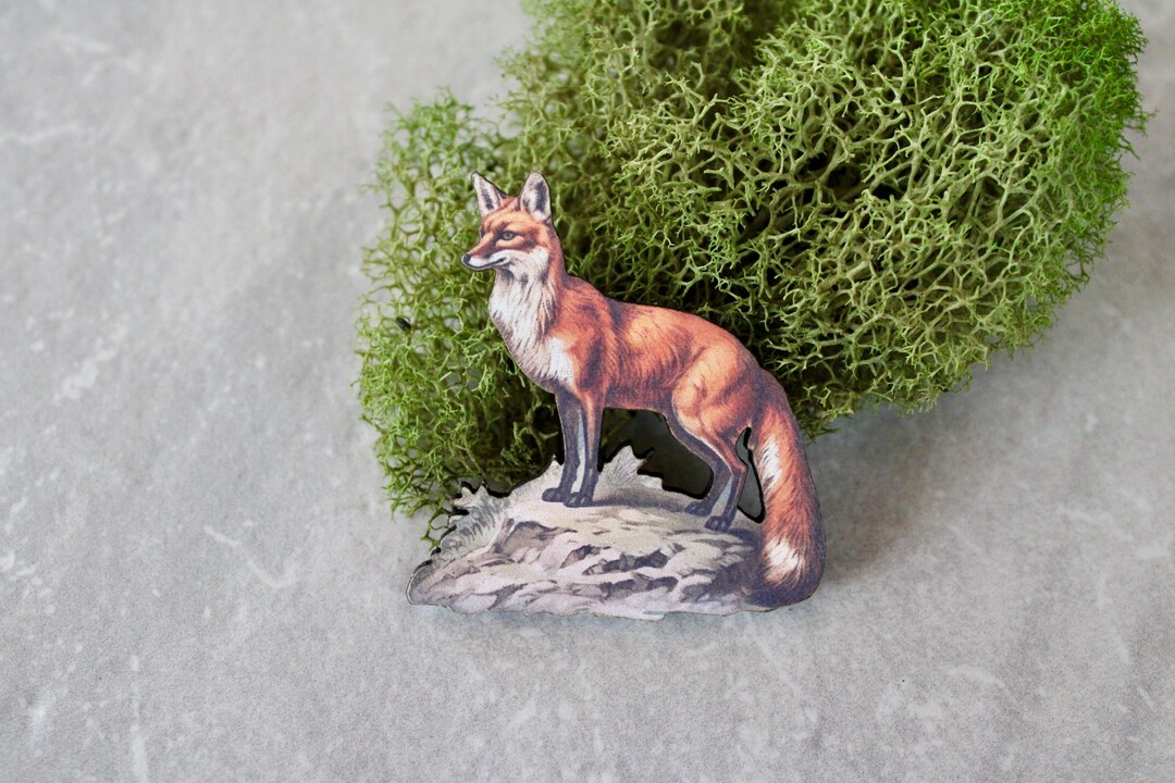 Red Fox Pin, Wooden Pin, Fox Pin, Fox Brooch, Fox, Fox Jewelry, Fox ...