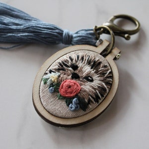 Hedgehog Keychain, Hedgehog, Hedgehog Embroidery, Embroidered Keychain ...